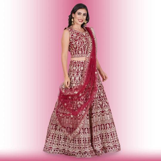 Red Silk Lehenga with Exquisite Gold Embroidery | | Chiro's By Jigyasa